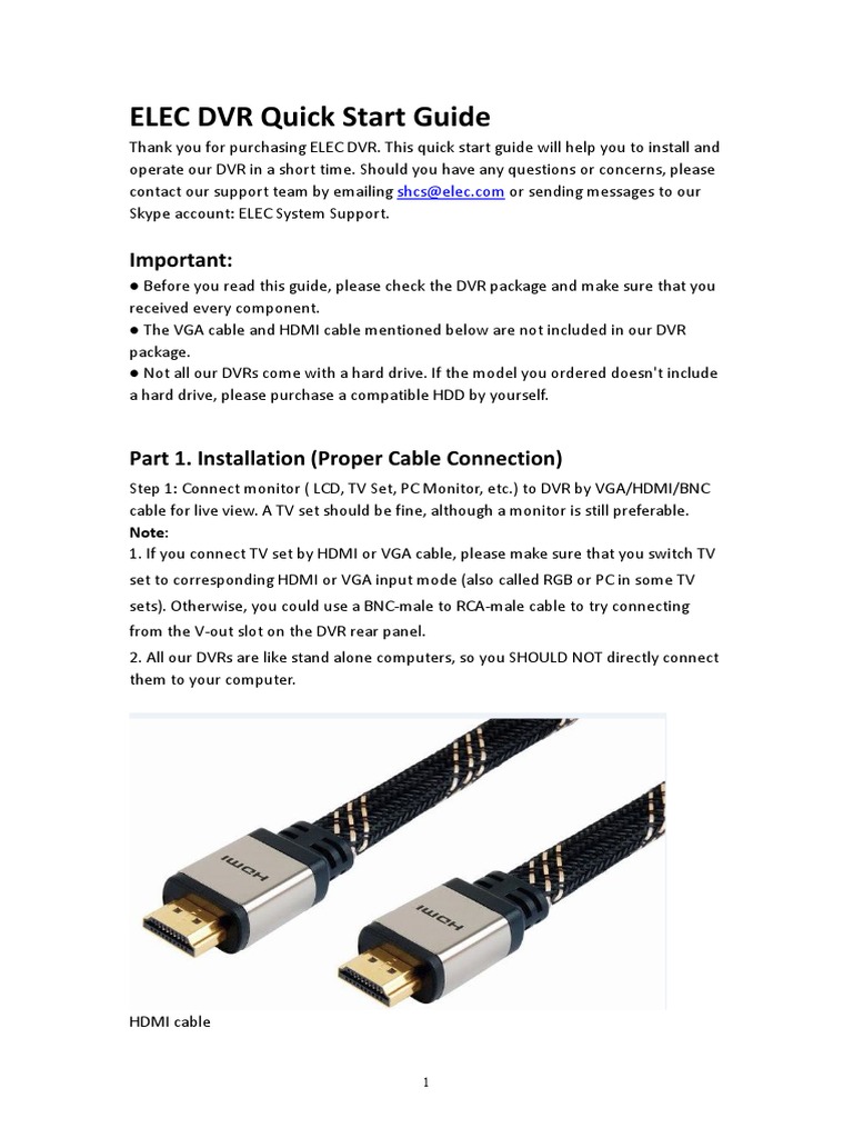 Elec DVR Quick Start Guide | PDF | Digital Video Recorder | Computer Network