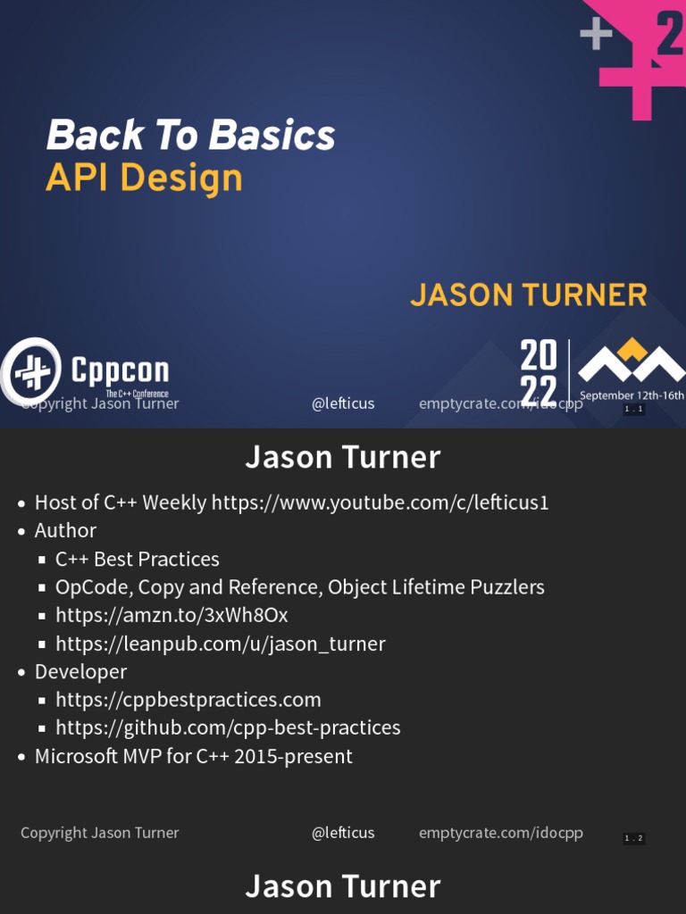 CppCon 2022 Jason Turner API Design Back To Basics | PDF