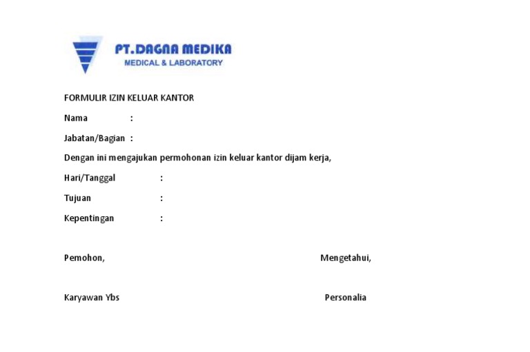Formulir Izin Keluar Kantor | PDF