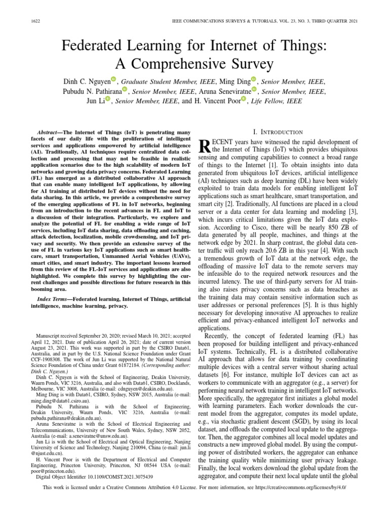 Federated Learning For Internet of Things A Comprehensive Survey | PDF | Internet Of Things ...