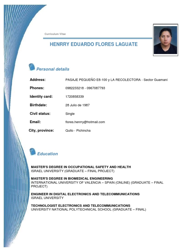 Curriculum Vitae Henrry Flores | PDF | Gsm | Telecommunications