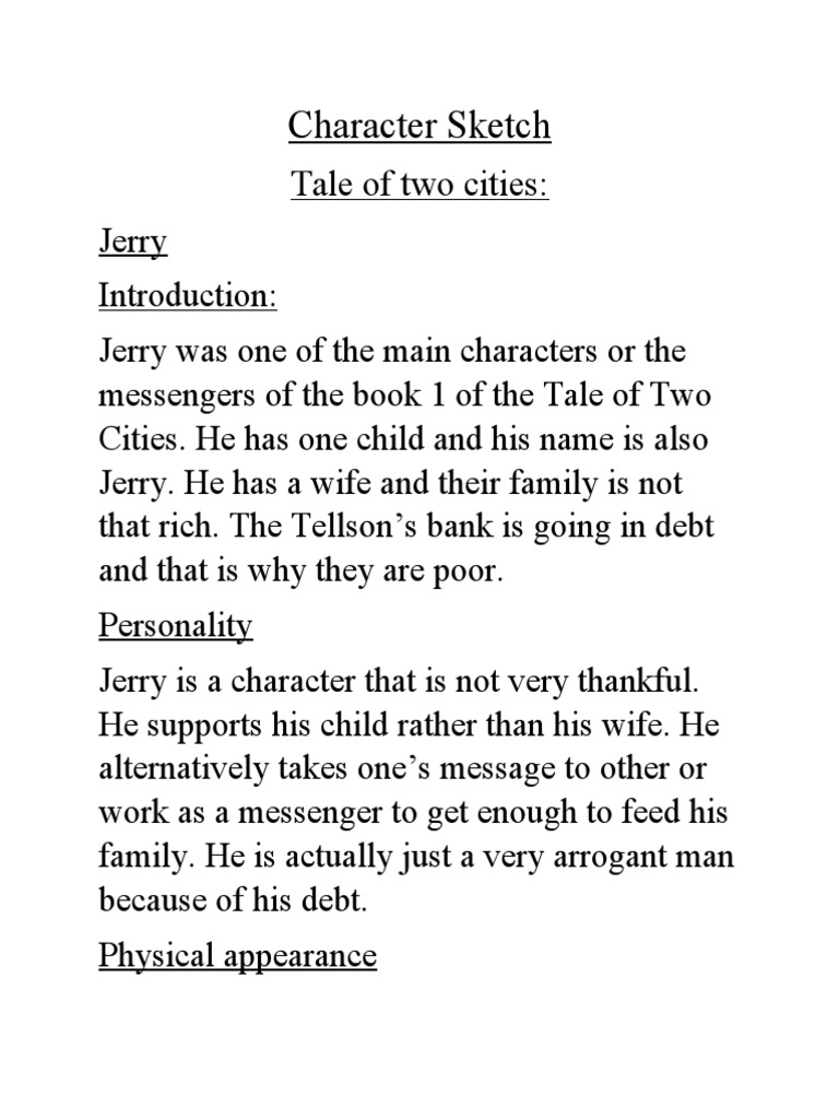 Character Sketch (Tale of Two Cities) | PDF