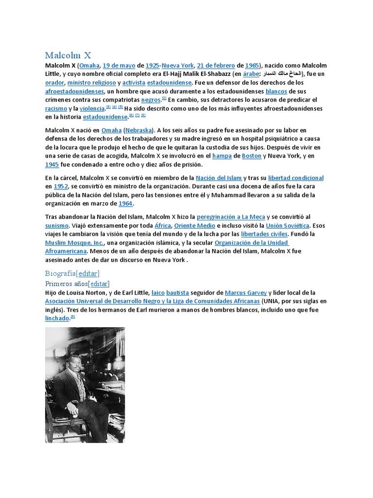 Biografía de Malcolm X: Vida y legado | PDF | Malcolm x