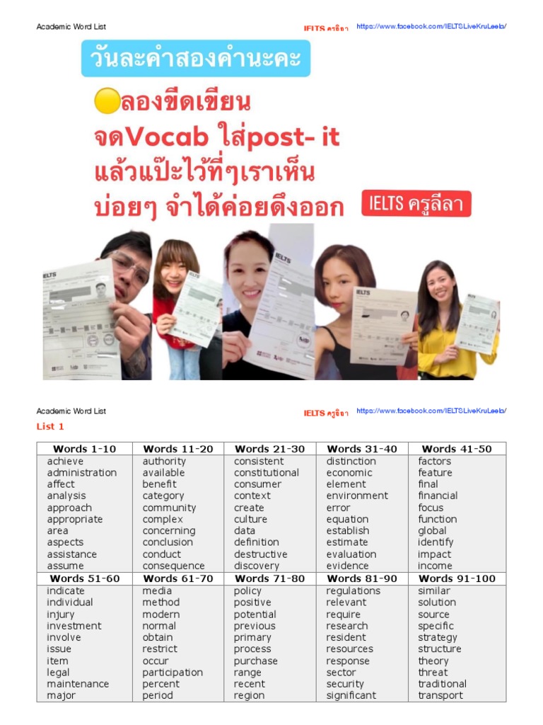 Academic Word List 500 - IELTS | PDF