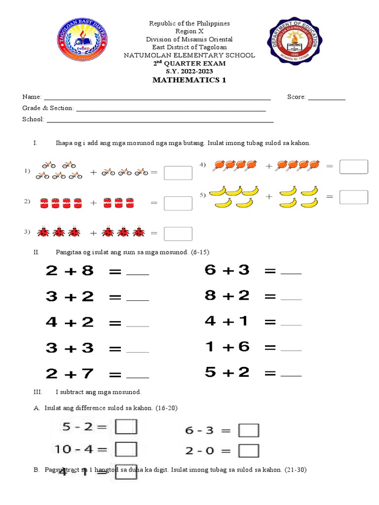 Math - 2nd Quarter Exam (MTB) | PDF