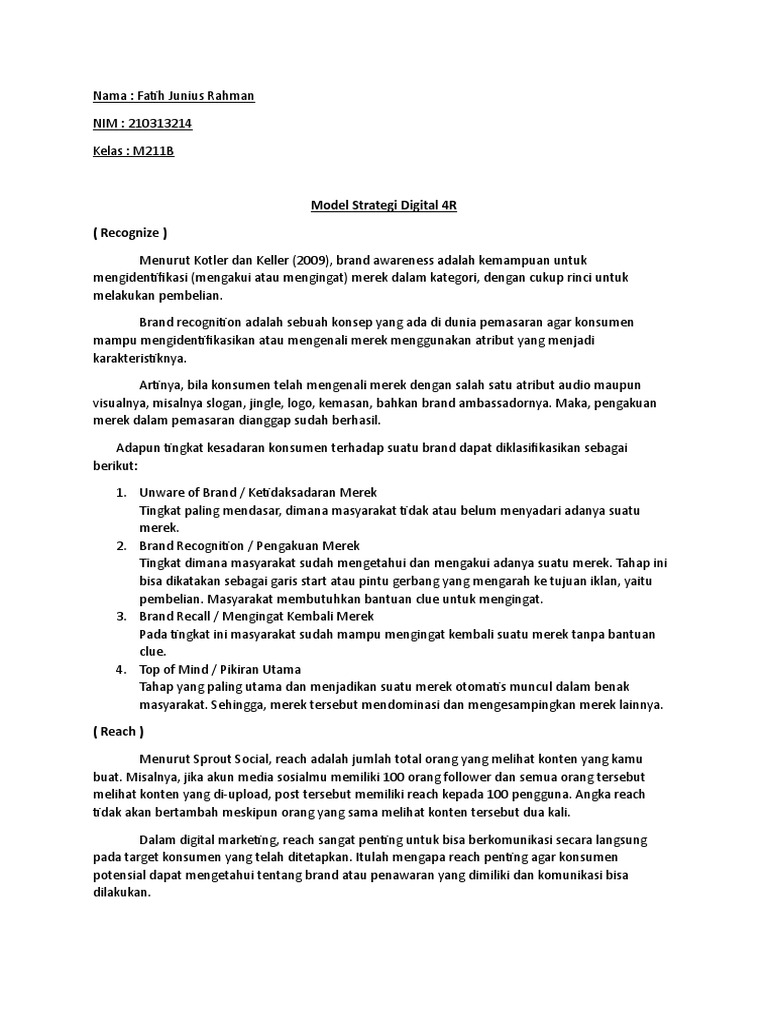 Strategi Marketing Digital 4R | PDF