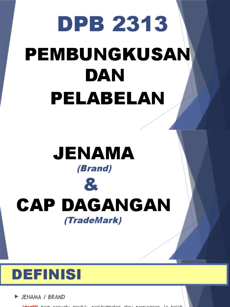DPB 2313 Jenama (Brand) Dan Cap Dagangan (Trademark) | PDF