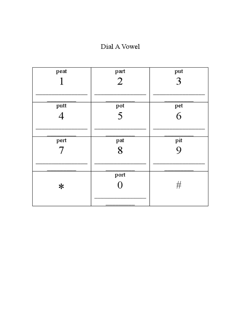 Vowel Dialing Word List | PDF | Home & Garden