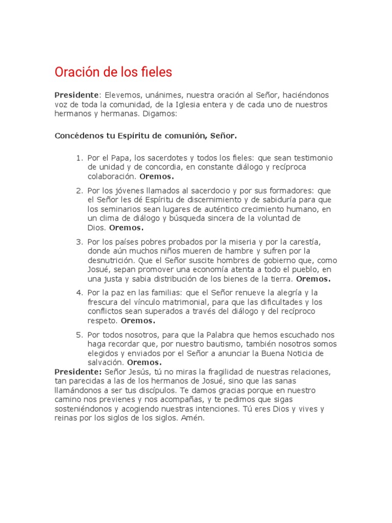 Oración de Los Fieles | PDF | Religión y espiritualidad