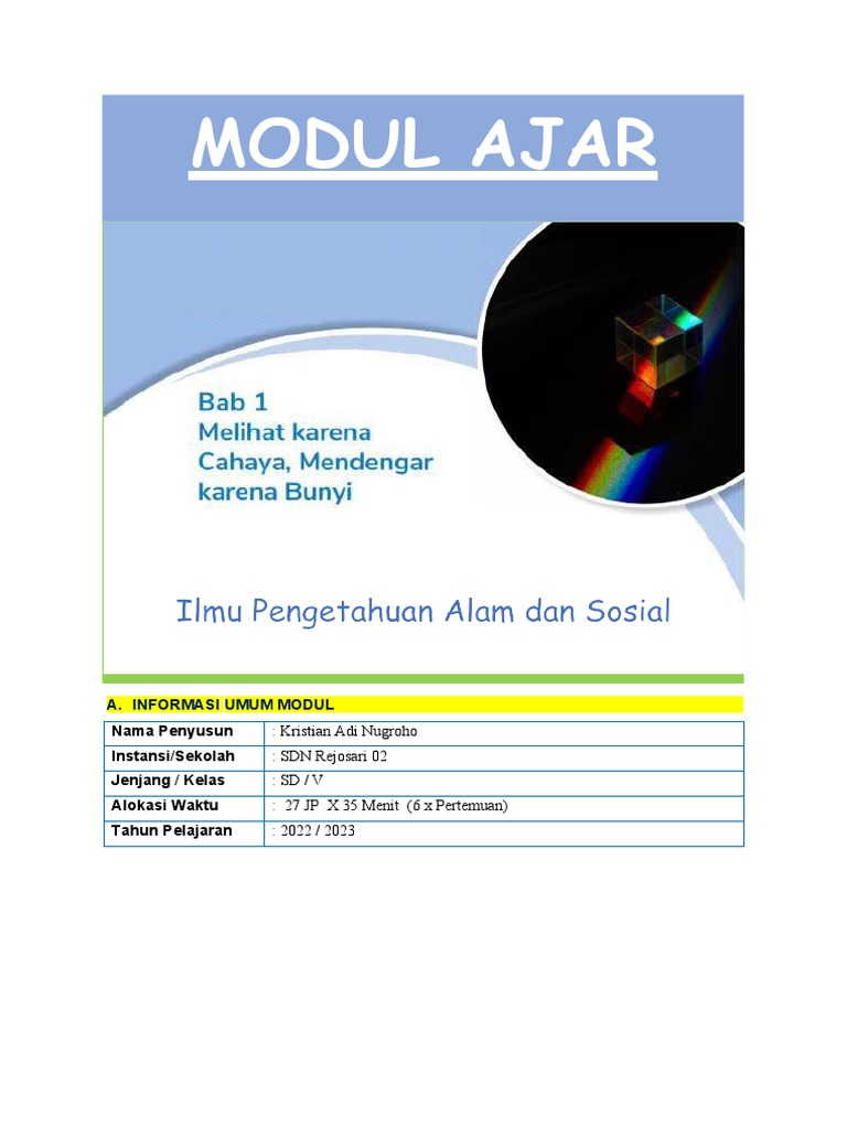 Modul Belajar Sains Kelas 5 SD | PDF | Seni