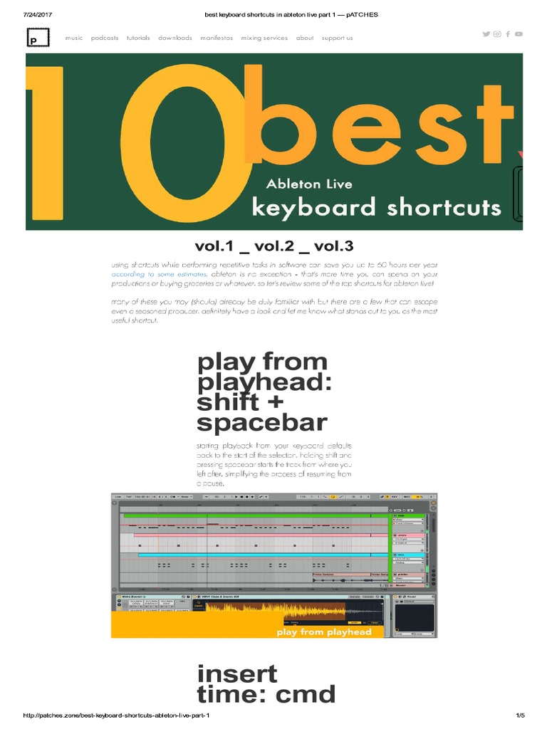 Best Keyboard Shortcuts Ableton Live Part 1 | PDF