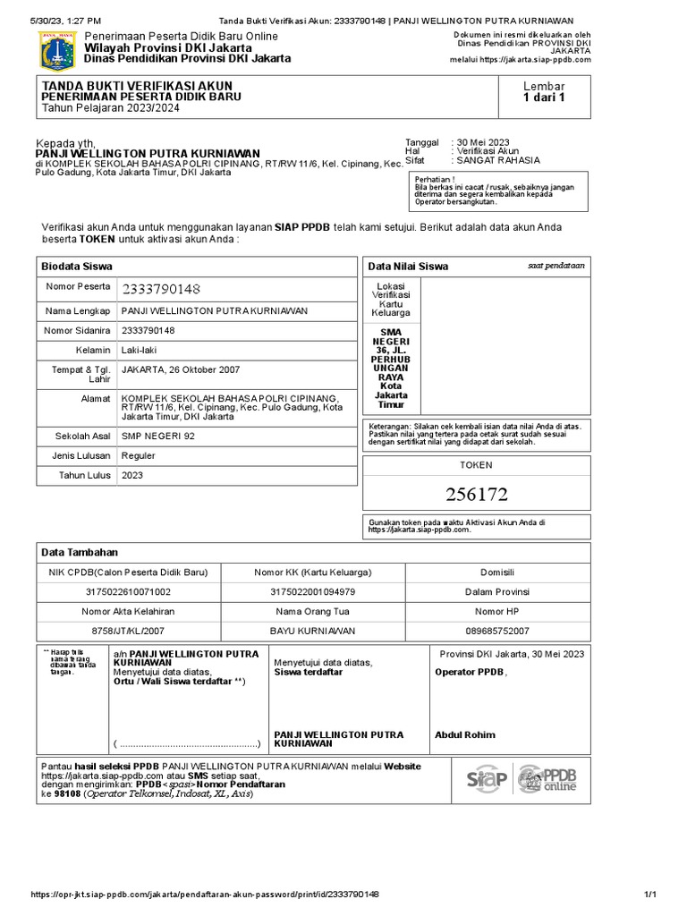 Tanda Bukti Verifikasi Akun - 2333790148 - PANJI WELLINGTON PUTRA ...
