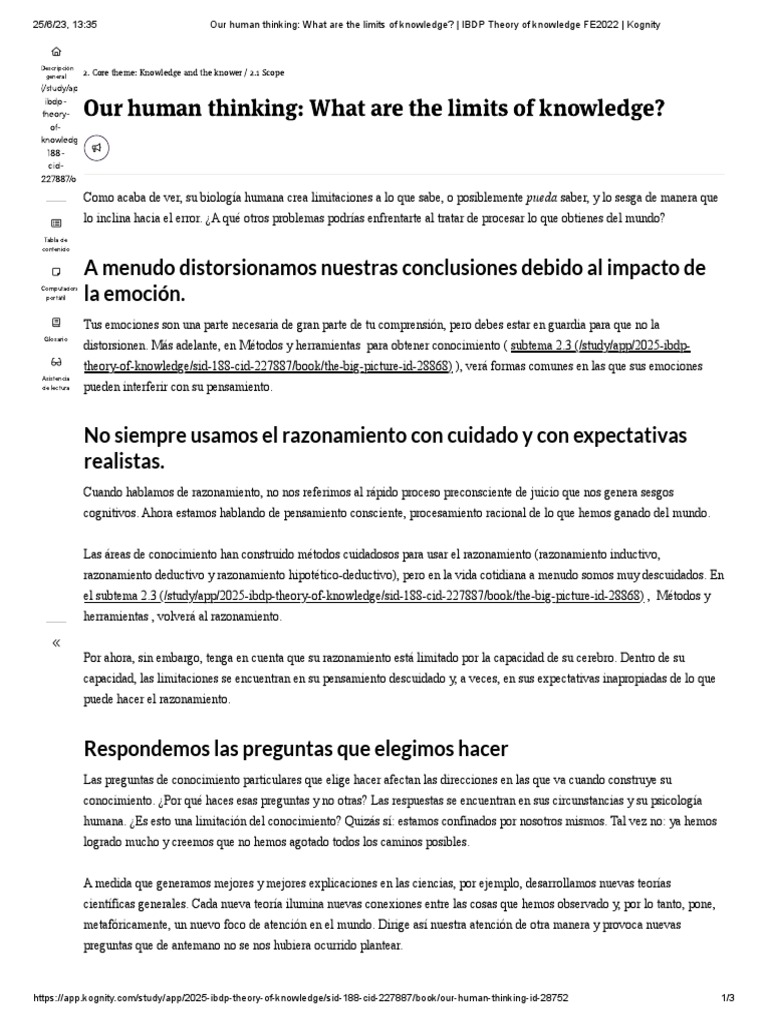 Our Human Thinking - What Are The Limits of Knowledge - IBDP Theory of ...