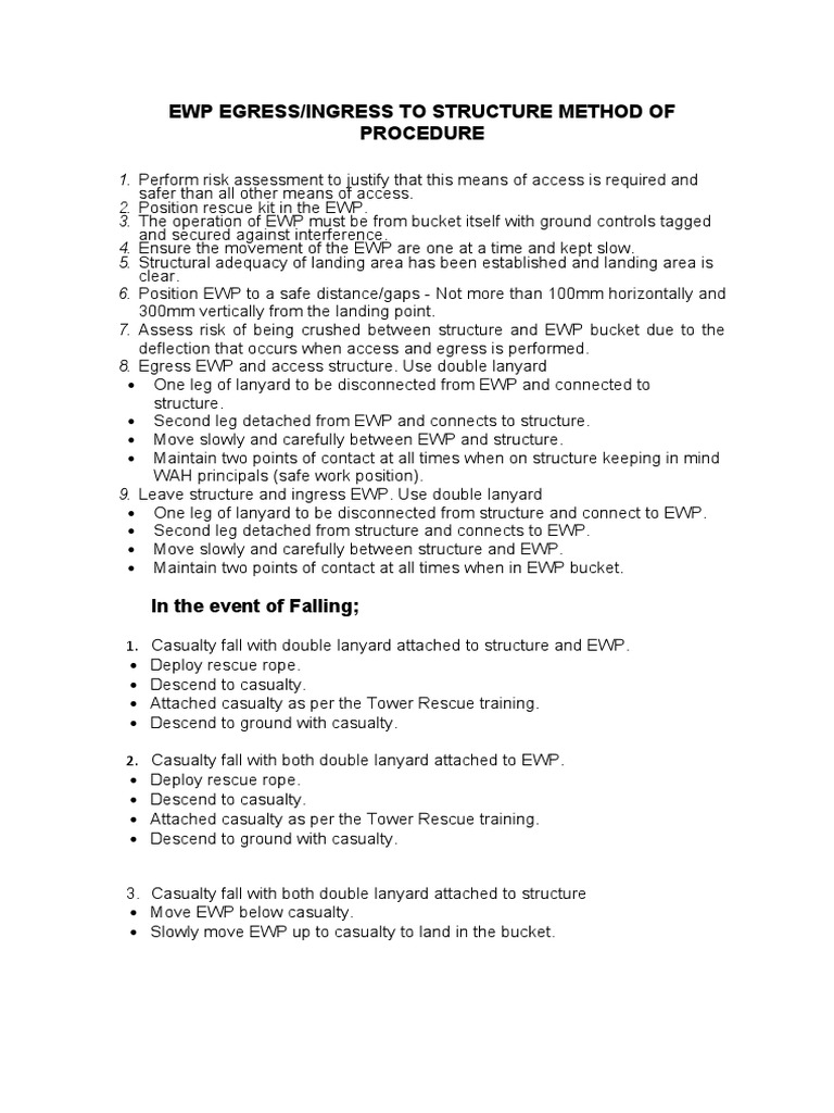 MOP EWP Egress To Structure | PDF