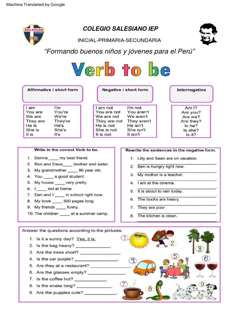 Review The Verb Be | PDF