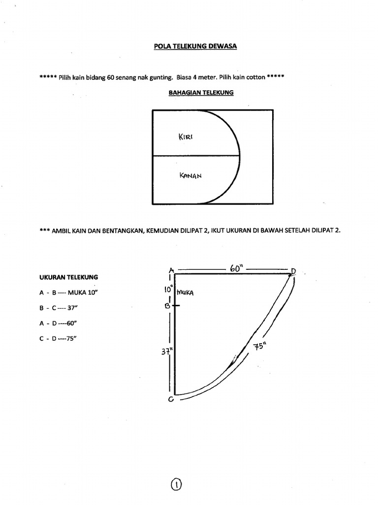 Nota Panduan Telekung Dewasa | PDF