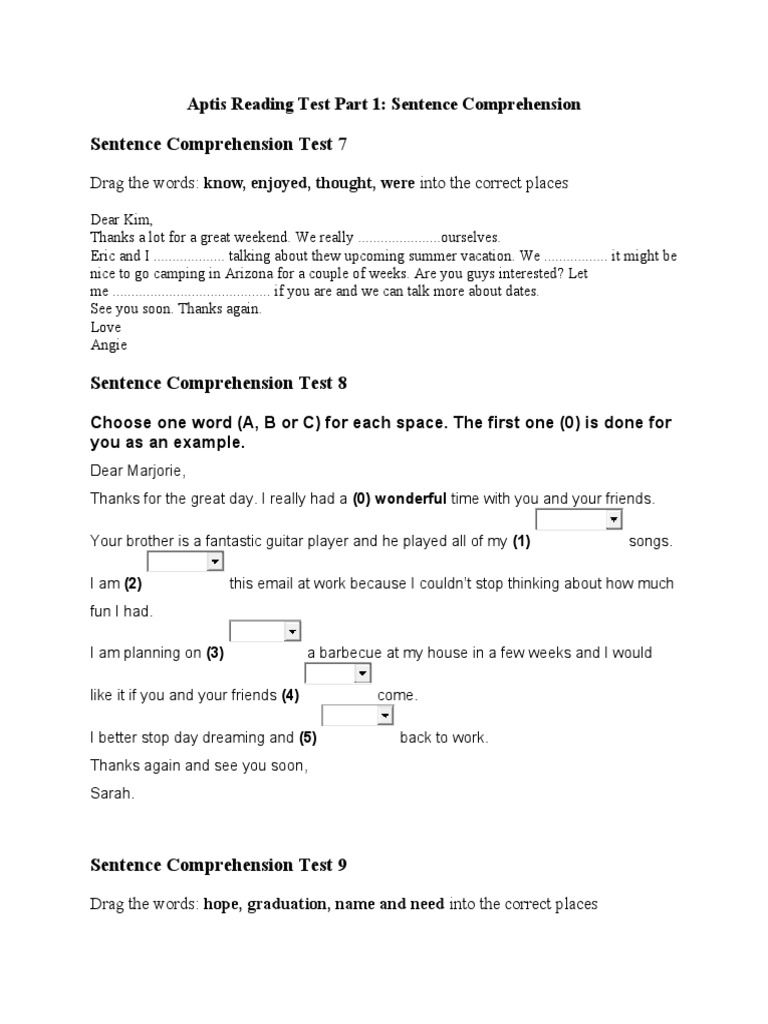 Aptis Reading Test Part 1 Day 3 | PDF
