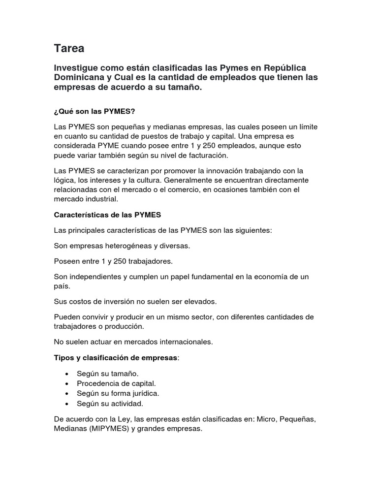 Clasificacion de La Pyme | PDF