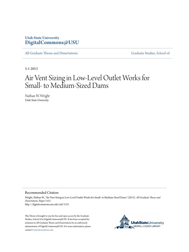 Air Vent Sizing in Low-Level Outlet Works For Small - To Medium-Si | PDF | Flow Measurement | Dam
