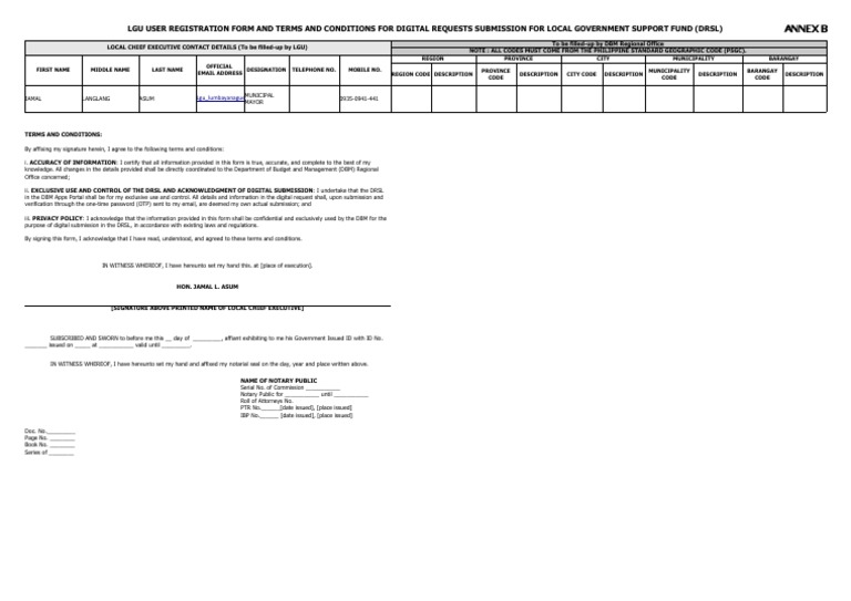 ANNEX B LGU User Registration Form | PDF | Communication | Applications Of Cryptography