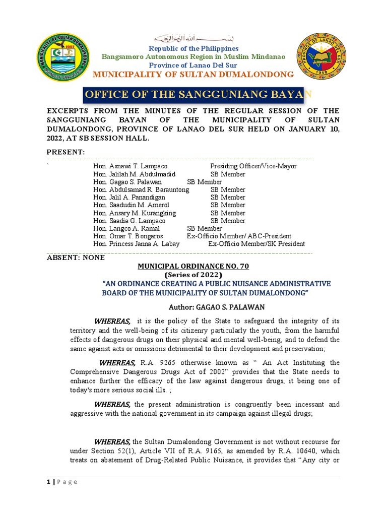 Ordinance No. 85 | PDF | Nuisance | Substance Abuse