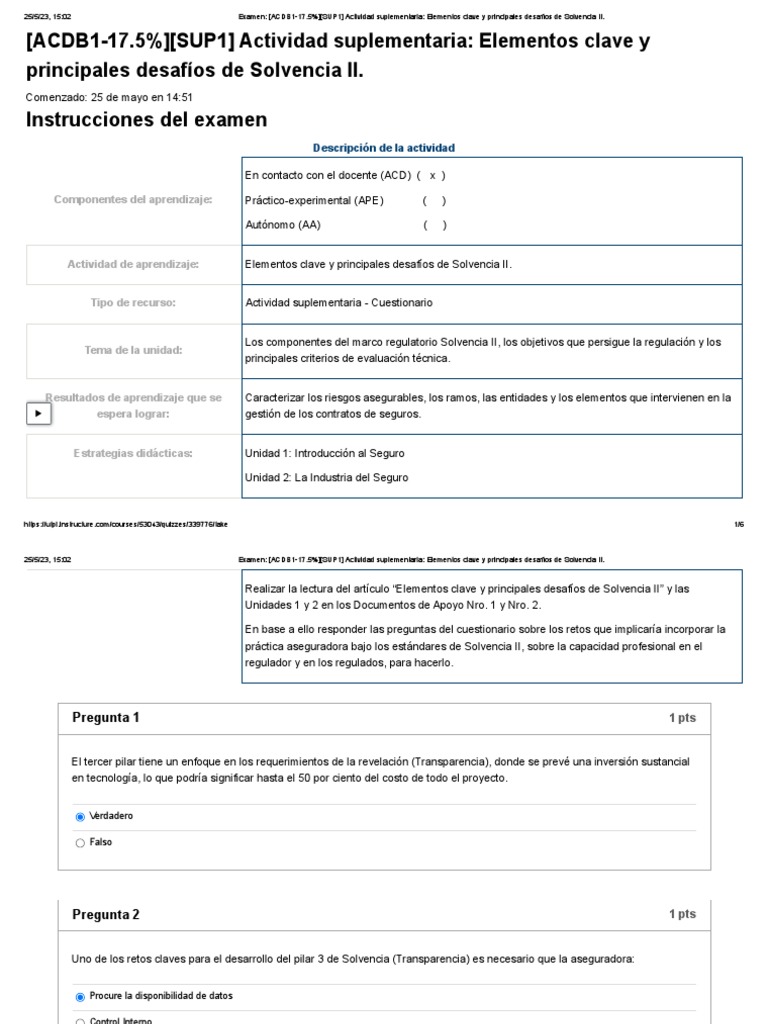 Examen - (ACDB1-17.5%) (SUP1) Actividad Suplementaria - Elementos Clave y Principales Desafíos ...