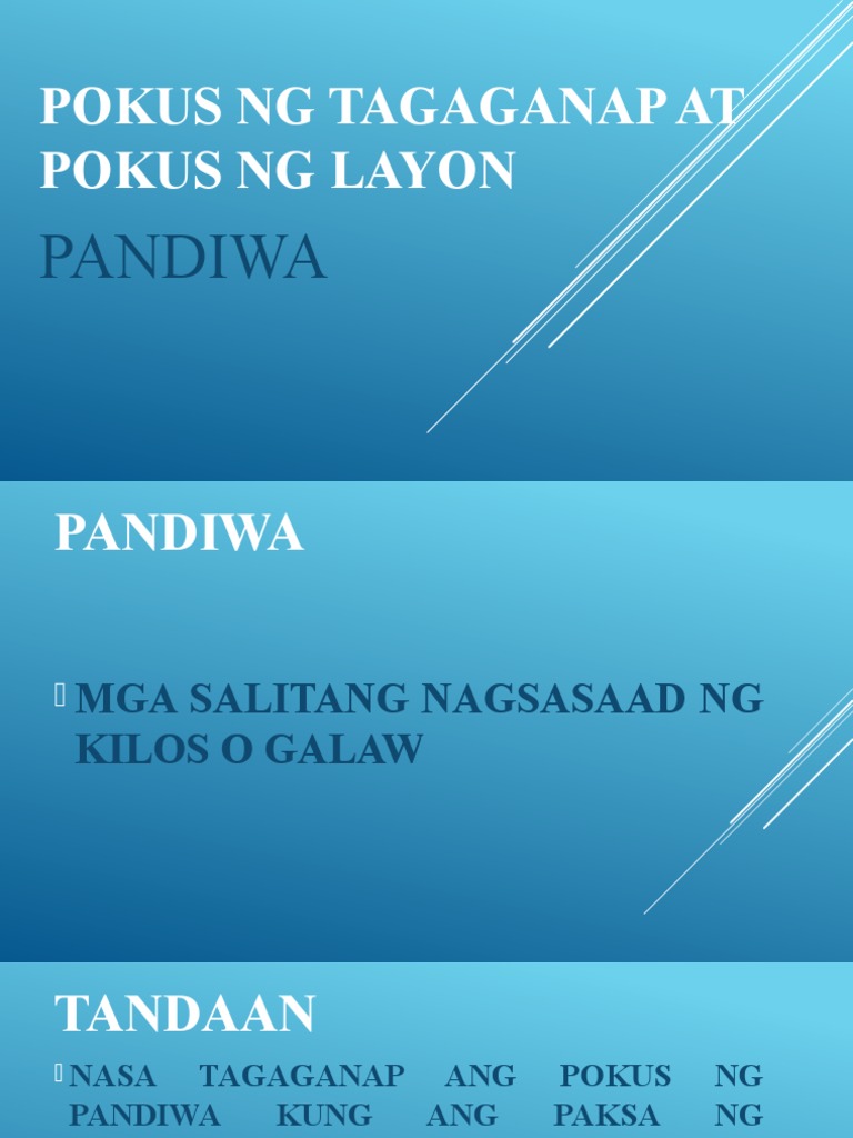 Pokus NG Tagaganap at Pokus NG Layon | PDF