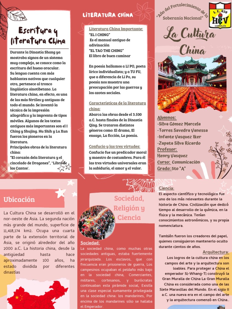 La Cultura China - Triptico | PDF | China | Política mundial