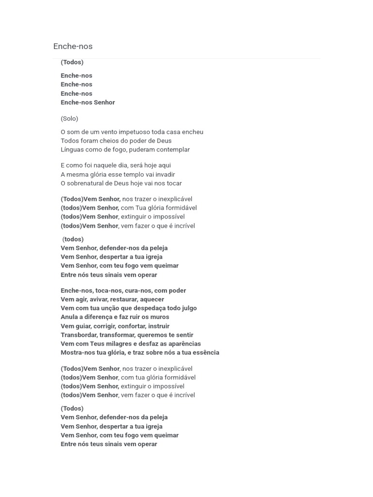Letra Enche-nos | PDF