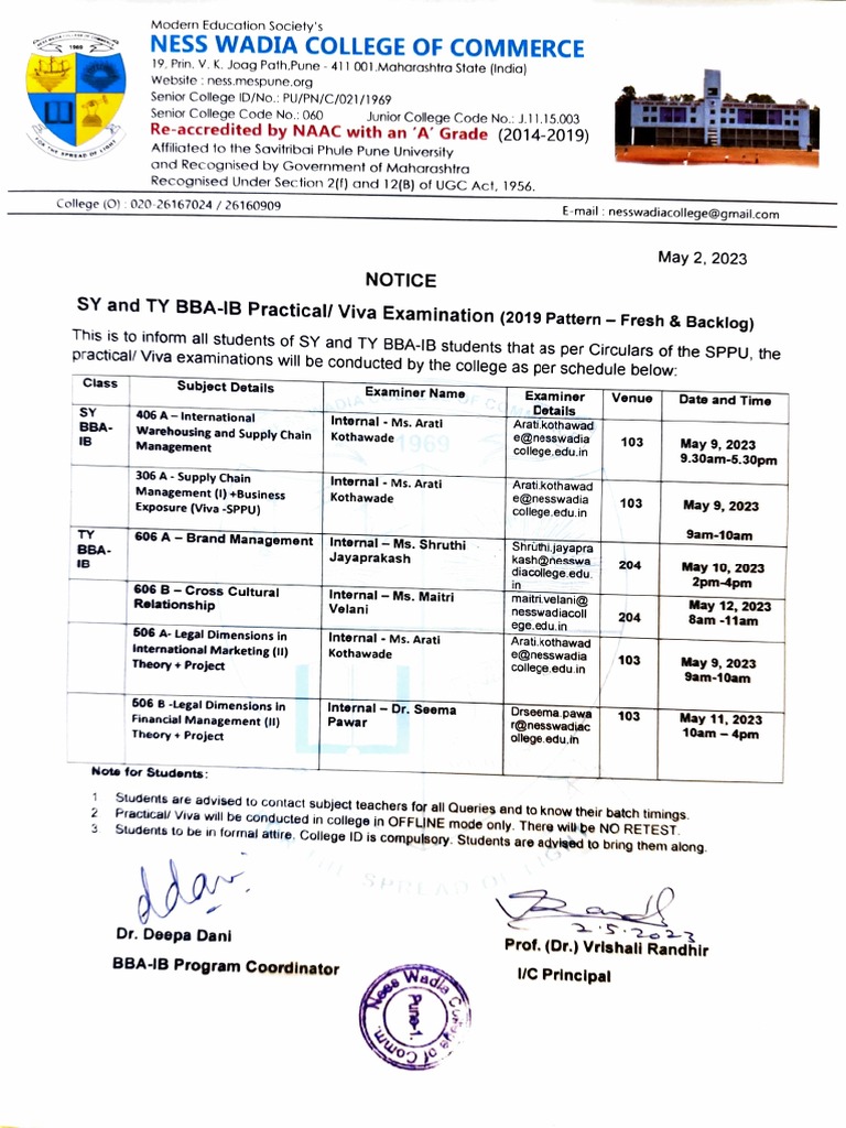 BBA-IB Practical/Viva Exam Schedule | PDF | Economies | Business