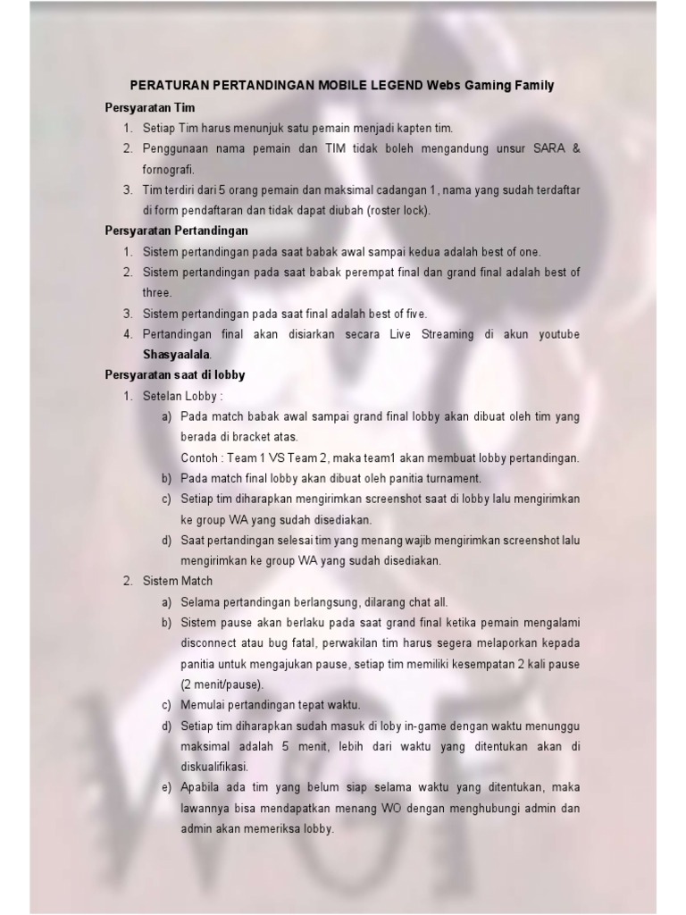 Aturan Turnamen Mobile Legend 2023 | PDF | Komputer