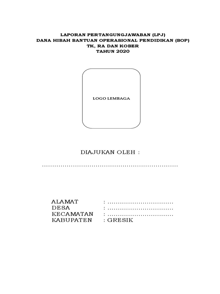Contoh SPJ Bop TK, Ra Dan Kober Tahun 2020 | PDF