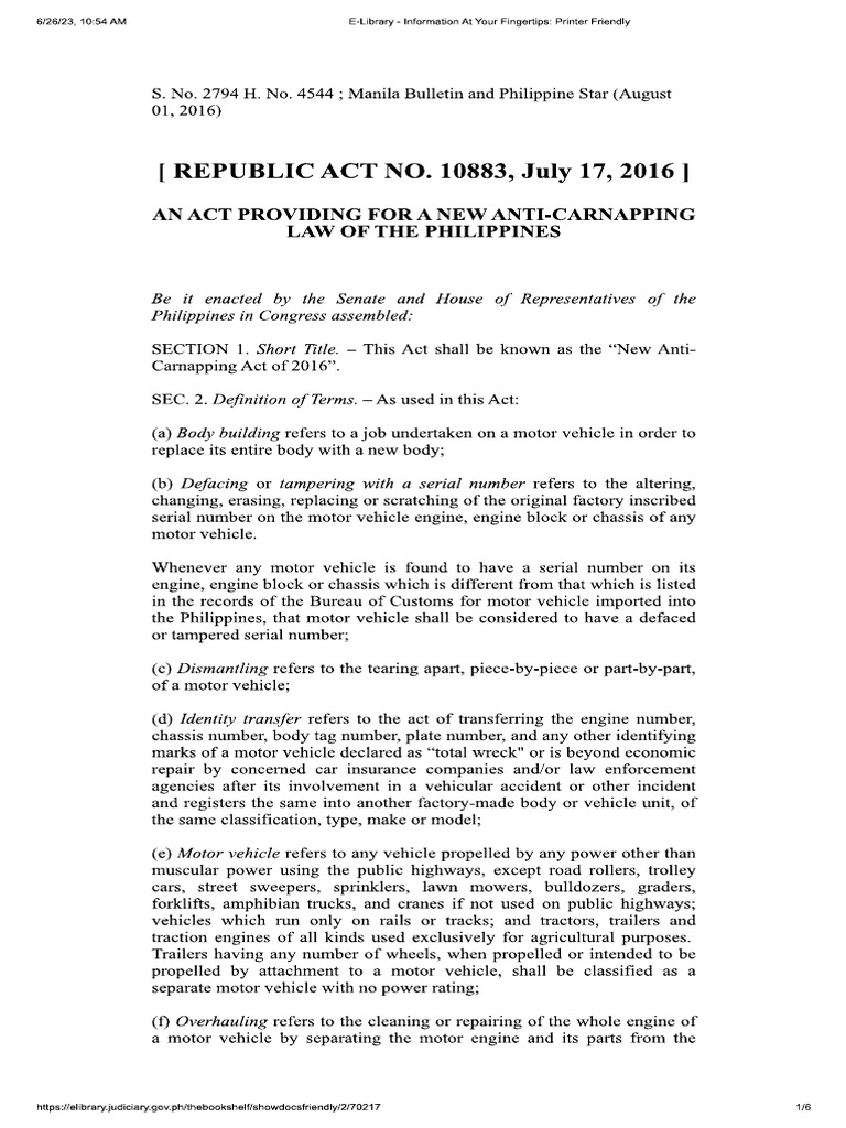 Anti-Carnapping Act | PDF