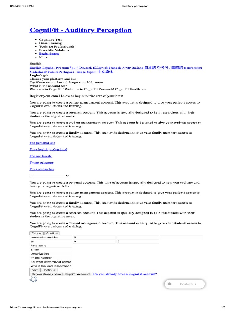 Auditory Perception | PDF