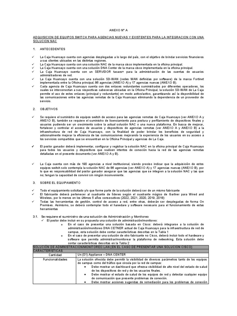 Adquisicion de Equipos Switch para Agencias Nuevas y Existentes para La ...