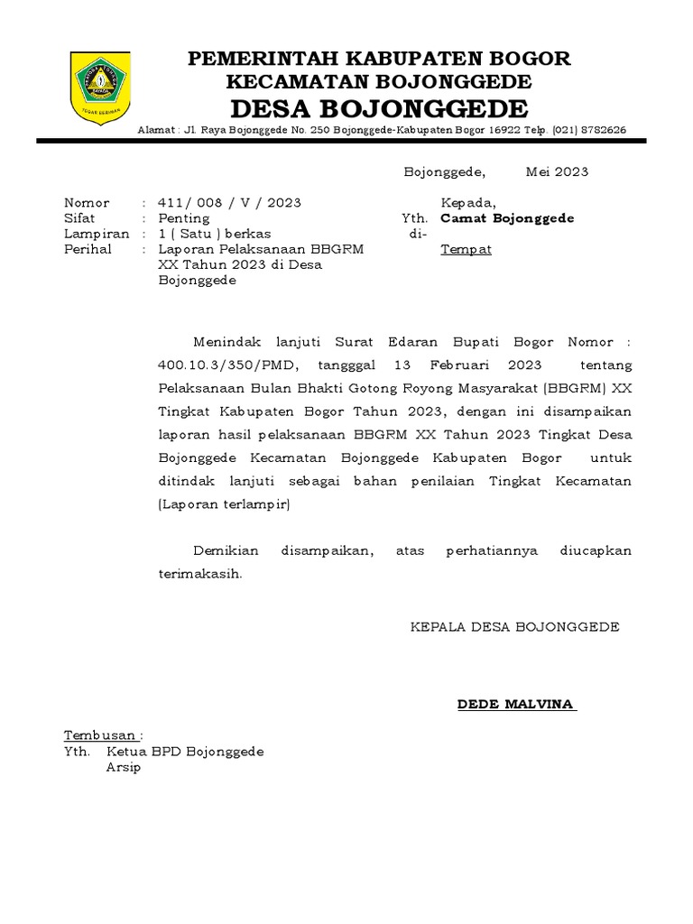 Surat Pengantar BBGRM | PDF