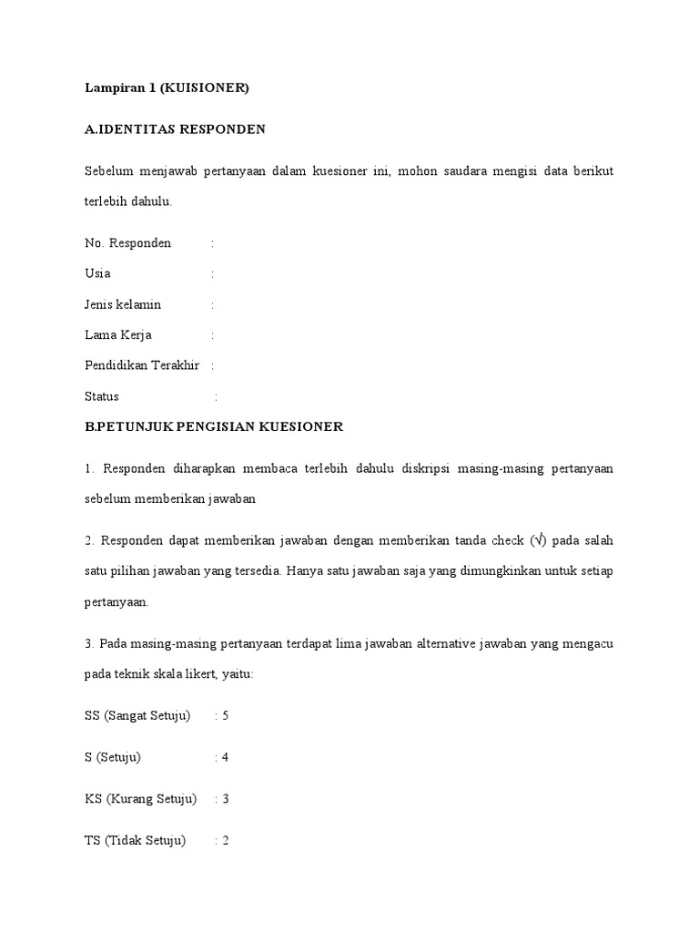 Kuisioner Proposal Skripsi | PDF