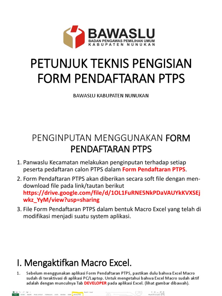 Panduan Pengisian Form PTPS Bawaslu Nunukan | PDF