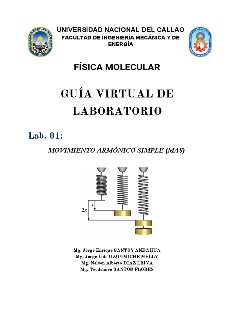 Laboratorio 01 Movimiento Armónico Simple Mas Pdf Fuerza