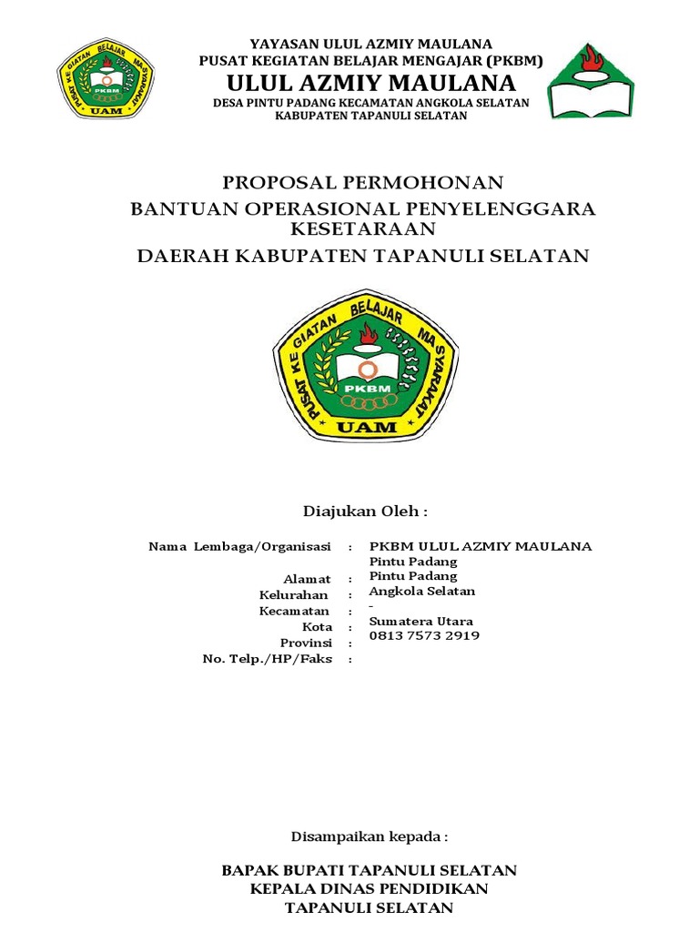 Proposal Bosda PKBM Ulul Azmiy Maulana | PDF