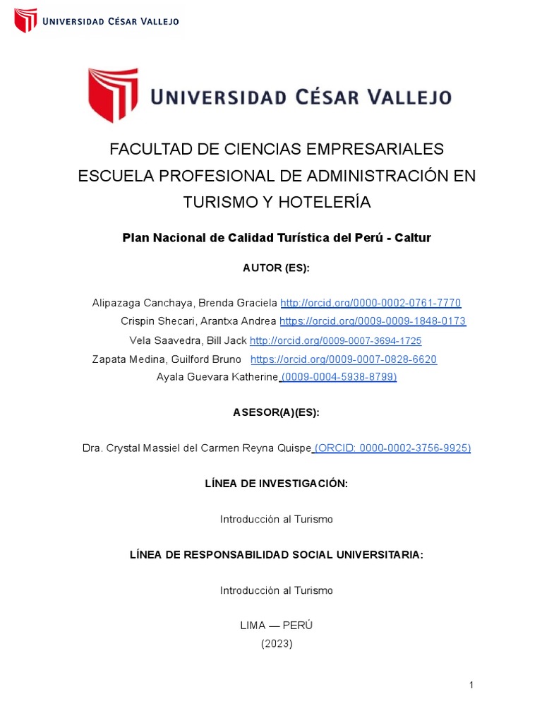 Informe Caltur | PDF | Calidad (comercial) | Turismo