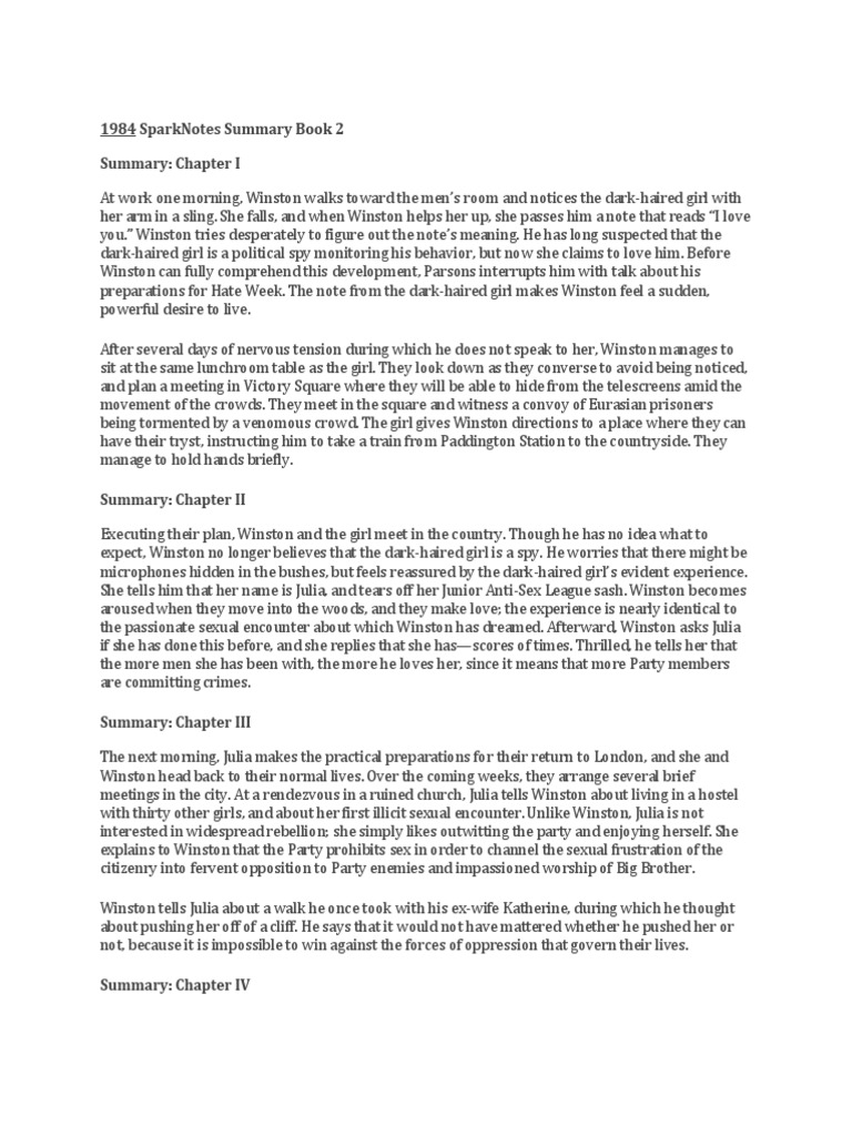 1984 SparkNotes Summary Book 2 | PDF | Dystopian Novels | Satirical Books