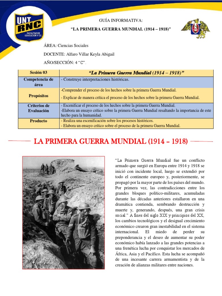 Actividades sobre la Primera Guerra Mundial | PDF | Austria Hungría ...