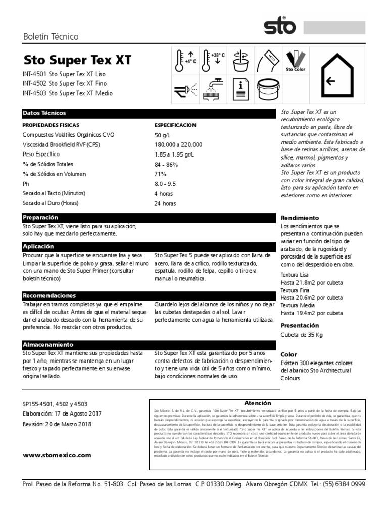 Sto Super Tex XT | PDF | Química | Materiales