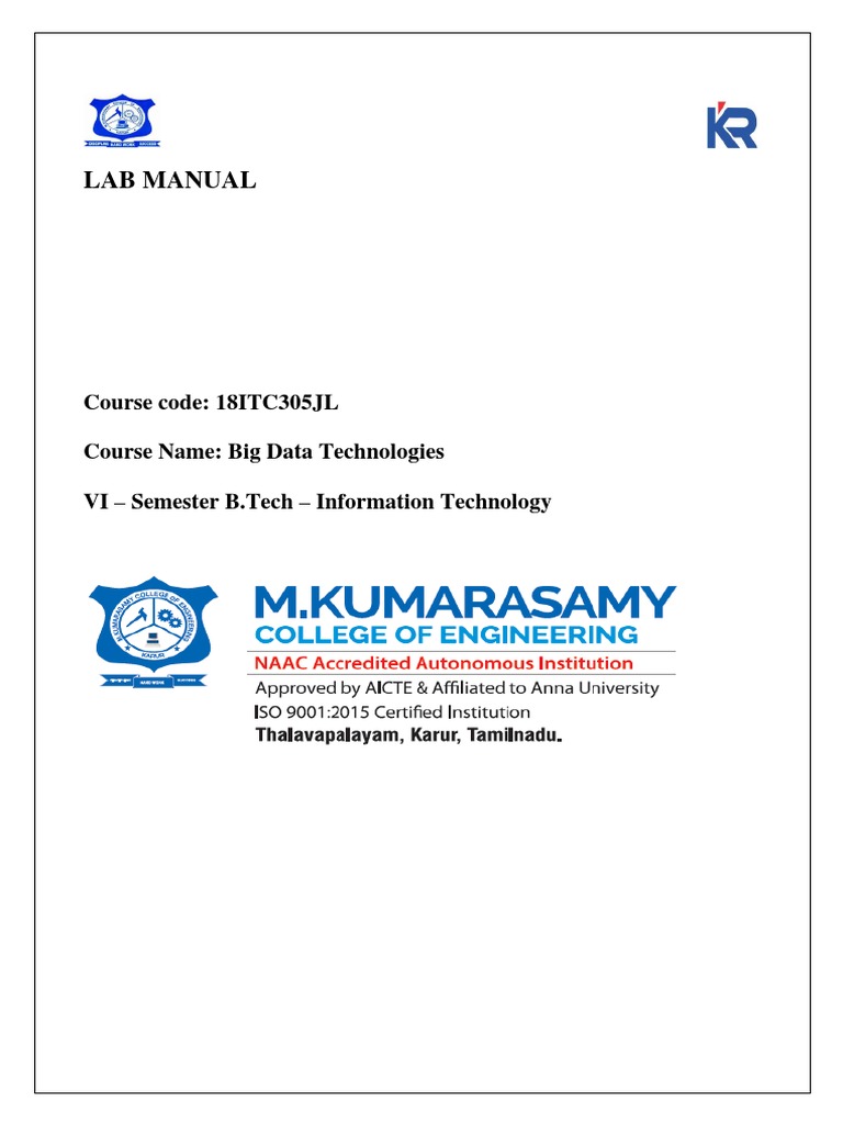 BDT Lab Manual | Download Free PDF | Apache Hadoop | Apache Spark