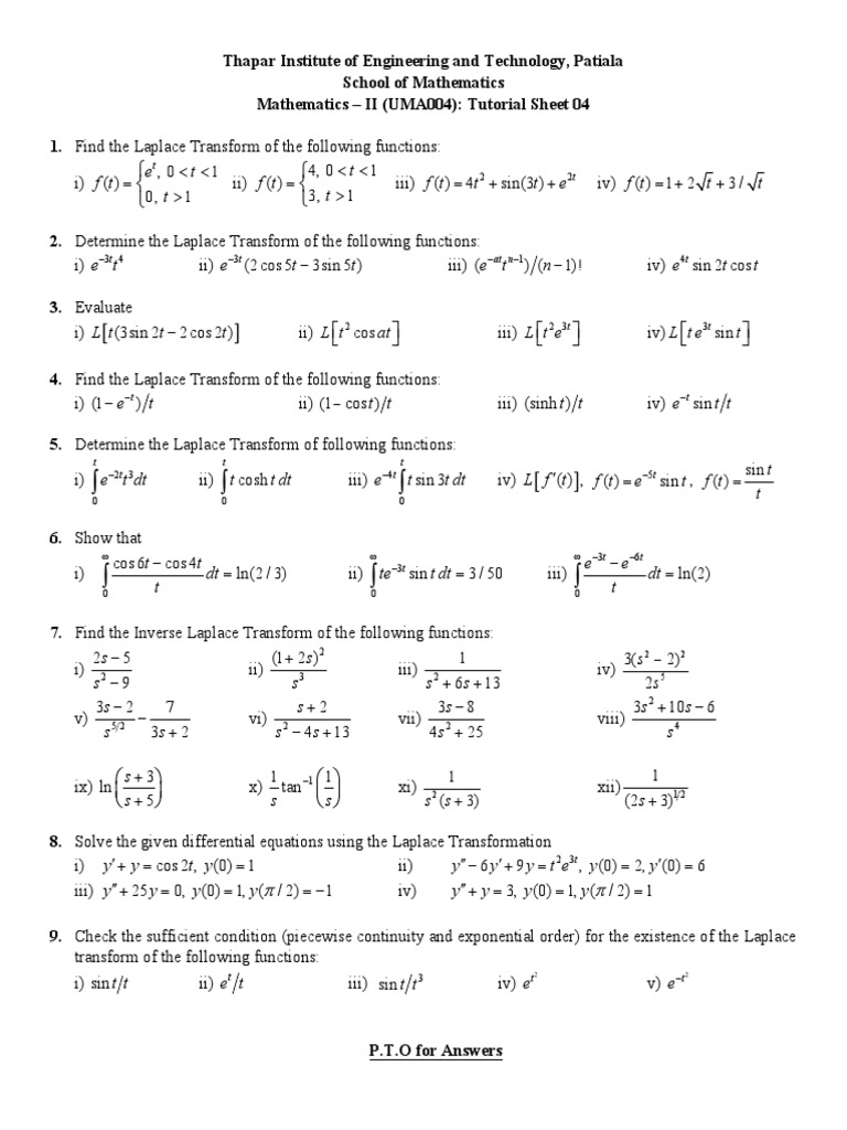 Tute Sheet_04_UMA004 | PDF