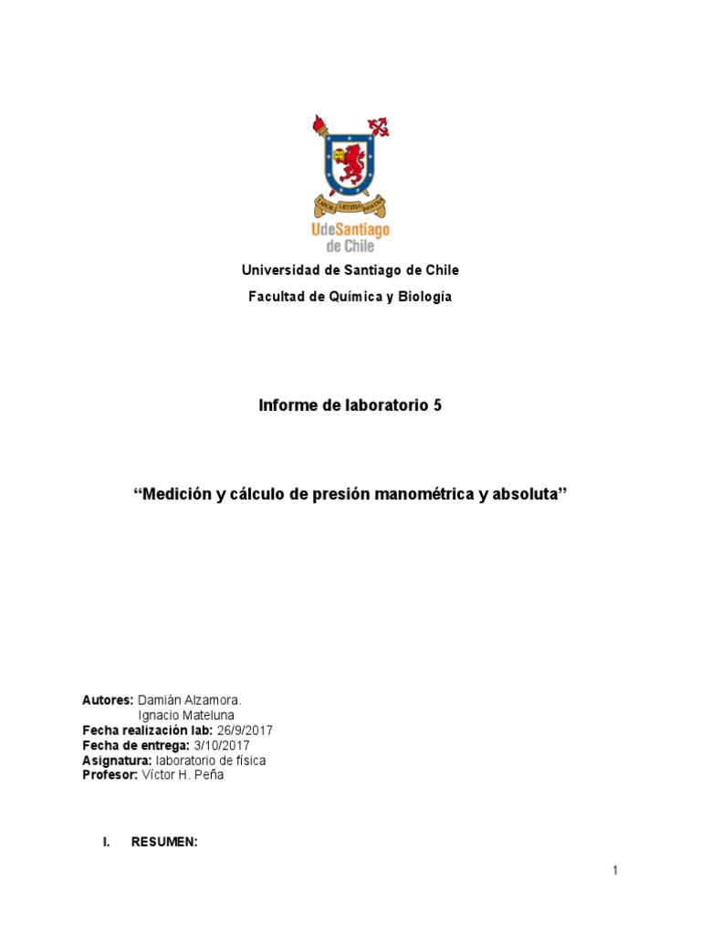 Medición y Cálculo de Presión Manométrica y Absoluta | PDF | Presión ...