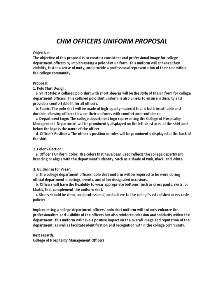 CHM Officers Uniform Proposal | PDF