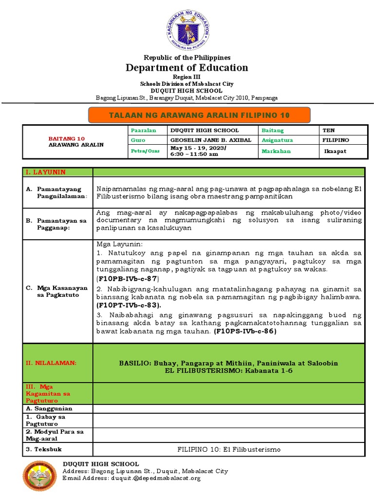 DLP Filipino 10 Q4 W3 | PDF