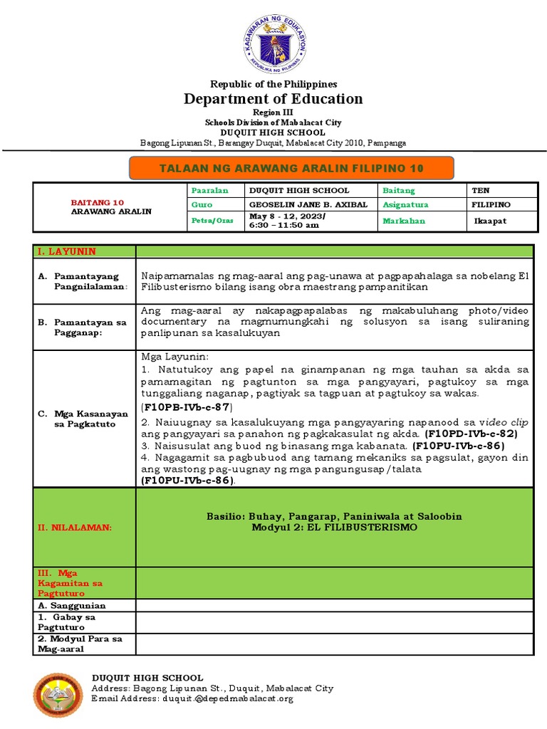 DLP-FILIPINO-10-Q4-W2 | PDF